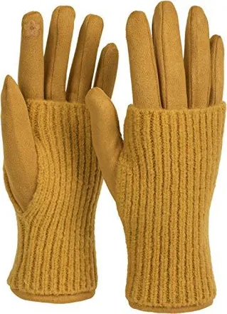 styleBREAKER Gants pour &eacute;cran tactile 3 en 1 pour femmes avec poignets en tricot amovibles | Gants dhiver | 3 variantes de port | Doux chaud &eacute;lastique dans de nomb