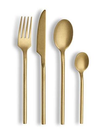 Echtwerk Couverts de table Malou, champagne stonewashed, 16 pi&egrave;ces, couverts pour jusqu&agrave; 4 personnes, acier inoxydable de haute qualit&eacute;, acier chrom&eacute;-nickel