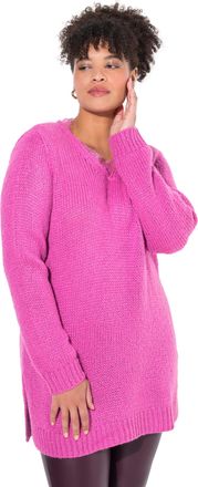 Miamoda Damen gro&szlig;e Gr&ouml;&szlig;en &Uuml;bergr&ouml;&szlig;en Plus Size Pullover, Classic Fit, Grobstrick, Ausschnitt mit Spitze Fuchsia pink 58+ 835167800-58+