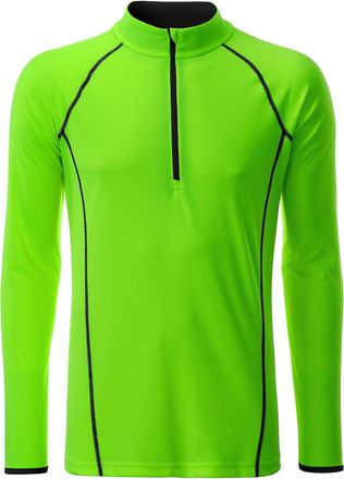 James & Nicholson Herren Mens Sportsshirt Longsleeve T-Shirt, Gr&uuml;n (Bright-Green/Black), XX-Large