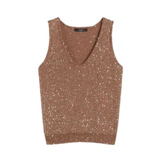 Max Mara Acaici &Auml;rmelloses Top - - Tops - Damen - Braun - M