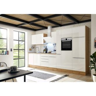 Respekta K&uuml;che K&uuml;chenzeile K&uuml;chenblock Marleen Premium 370 cm Wei&szlig; Artisan Eiche Respekta