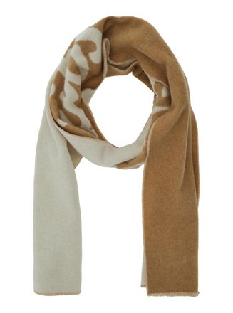 Maison Kitsun&eacute; Mens Beige Bicolor Scarf With Logo Wool Scarfs