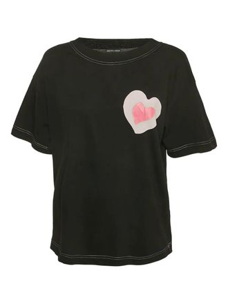 Emporio Armani t-shirt en coton à appliqué coeur - Noir