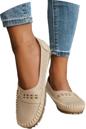 Generic Mocassins D&eacute;contract&eacute;s Femme &agrave; Enfiler Semelle Flexible Confort Extr&ecirc;me pour Marche Quotidienne (c-Beige, 42)