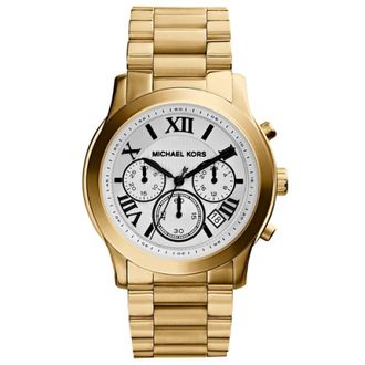 Michael Kors Femme, Accessoires, Jaune, Taille: ONE Size Montre Quartz Femme en Acier Inoxydable Dor&eacute;