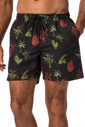 JP1880 Herren Badeshorts, Floral, 15cm Badehosen, Schwarz, 6XL EU