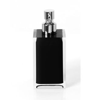 Gedy Auckland Seifenspender f&uuml;r Badezimmer, Schwarz, Ma&szlig;e: 16,2 x 7 x 7 cm, Fassungsverm&ouml;gen 210 ml, Seifenspender aus transparentem Kunstharz, hochwertig,