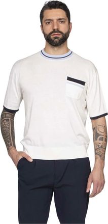 Paolo Pecora Homme, Tops, Blanc, Taille: M T-shirt Girocollo In Seta 1102