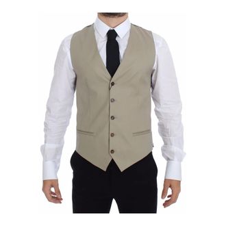 Dolce & Gabbana Baumwoll-Kleidweste Blazer Jacke - - Suits - Herren - Beige - XS