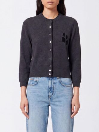 Isabel Marant Cardigan aus Baumwolle und Wolle mit Rundhalsausschnitt und Kontrast-Logo