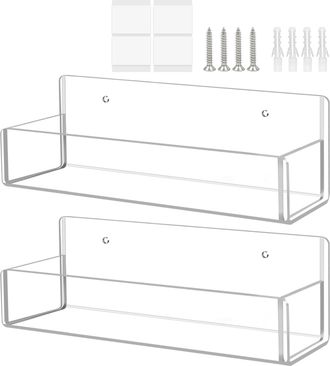 Generico Gew&uuml;rzregal-Organizer: Unsichtbare Wandregale aus transparentem Acryl, Speisekammer-Aufbewahrung, 2 St&uuml;ck, schwebender Gew&uuml;rzhalter f&uuml;r Schrank