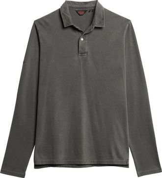 Superdry Herren Lang&auml;rmeliges Studios Polohemd aus Jersey Verwaschenes Schwarz XXL