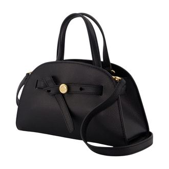 Tory Burch Womens Romy Small Bauletto Handbag - Tory Burch Leather Black Calfskin Bags Handbags-Purses