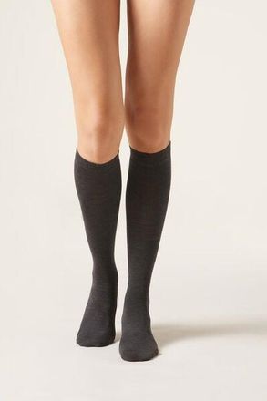 Calzedonia Lange Socken Aus Wolle Und Baumwolle Grau