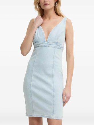 Guess Co robe mi-longue &agrave; col v - Bleu
