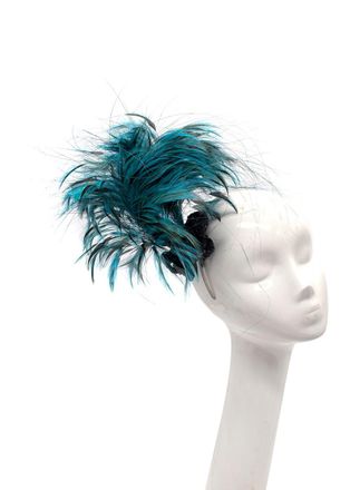 PHILIP TREACY Bespoke Embellished Turquoise Feather Fascinator