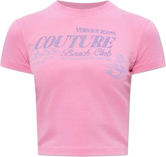 Versace Jeans Couture Femme, Tops, Rose, Taille: 42 FR Printed Embellished Cotton-Jersey T-Shirt