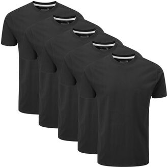 Charles Wilson 5er Packung Einfarbige T-Shirts mit Rundhalsausschnitt (3X-Large, Plain Black)