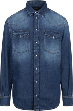 Dondup Chemise Western en jean - Homme - Chemises - Bleu - Taille: L