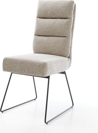 DELIFE Esszimmerstuhl Pela-Flex Webstoff Soft Beige Kufengestell Schwarz Taschenfederkern, Esszimmerst&uuml;hle