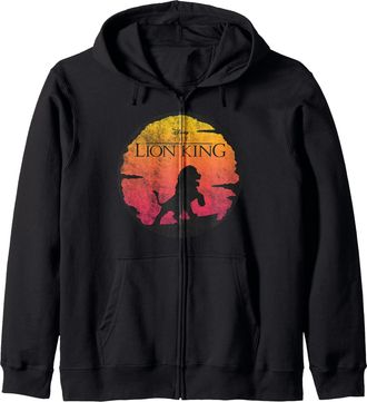 Disney Logo K&ouml;nig der L&ouml;wen im Vintage-Stil mit Sonnenuntergang Kapuzenjacke