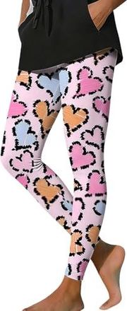 Generic Pantalon de yoga d&eacute;contract&eacute; pour femme avec motif coeurs et noeuds, leggings tendance, confortable, doux et moulant, pantalon de yoga doubl&eacute;, Rose, 3