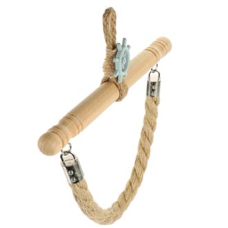 Artibetter Mediterraner Handgefertigter Papierrollenhalter ohne Bohren aus Holz und Rattan Langlebiger Toilettenpapierhalter Rostfrei Retro Badezimmer Dekoration