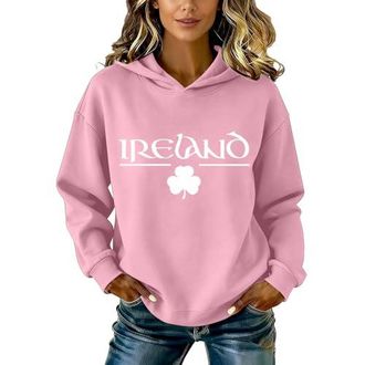 Generic HUIFUAO Irlande St Patrick Sweat &agrave; capuche pour femme Dr&ocirc;le Tr&egrave;fle Costume irlandais St Paddys Day Tr&egrave;fle Vert Chemises Vacances Hauts &agrave; manches longu