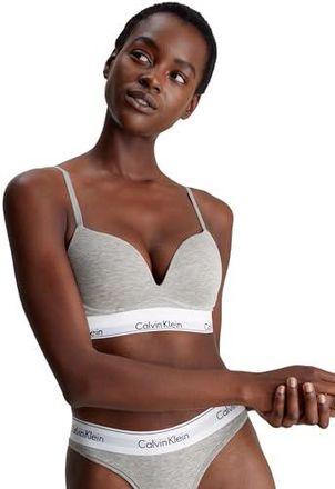 Calvin Klein Soutien-Gorge Push-Up Femme Plunge à Armatures, Gris (Grey Heather), 90B