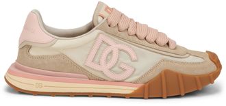 Dolce & Gabbana Womens Athletic Fabric Sneakers Ivory-Pink Polyamide Trainers Ivory/pink