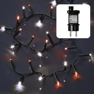 Hellum LED Lichterkette Außen, 100 LED rot & kaltweiß auf 1,98m beleuchteter Länge, Cluster Lichterkette für innen & außen, Kaltweiß & Rot mit Timer, Valenti