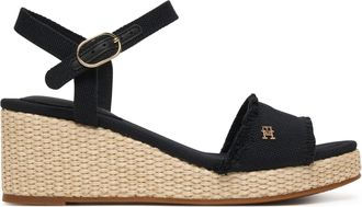 Tommy Hilfiger Sandalen Tommy Hilfiger Mid Woven Wedge Espad Fringe FW0FW09470 Schwarz