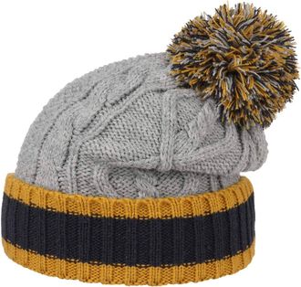 LIPODO Tricolour Bommelm&uuml;tze Damen Herren Gestreift W&auml;rmeisolierendes Fleecefutter Ohrenschutz Rippstrick Herbst Winter grau One Size