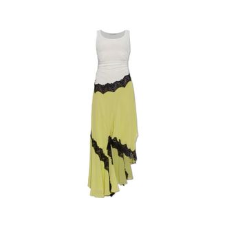 CHRISTOPHER ESBER Femme, Robes, Vert, Taille: 38 FR Robe d&eacute;bardeur fronc&eacute;e en dentelle d&eacute;coup&eacute;e