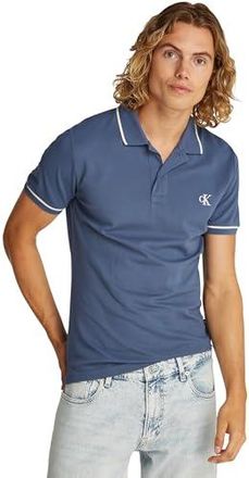 Calvin Klein Polo Manches Courtes Homme Tipping Slim Fit, Bleu (Vintage Indigo), XXL