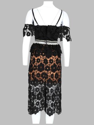 NJ Couture Macram&eacute; Lace Dress - Black