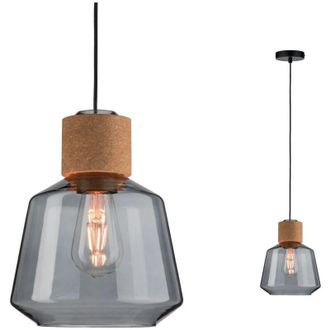 Paulmann 79739 neordic edla luminaire suspendu, max. 1X20W, E27, verre fum&eacute;/li&egrave;ge/noir, 230V, verre/li&egrave;ge/m&eacute;tal 797.39