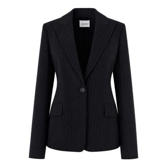 Andamane Femme, Vestes, Noir, Taille: 38 FR Blazer &agrave; boutonnage simple &agrave; rayures tennis