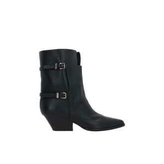 Sergio Rossi Femme, Chaussures, Noir, Taille: 36 EU Bottes Texanes en Cuir Noir avec Fermeture &agrave; Boucle