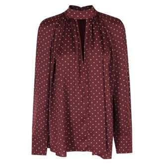 Rotate Rotate Birger Christensen - Chemise &agrave; en satin &agrave; pois - Femme - Blouses et Chemises - Brun - Taille: 36 FR