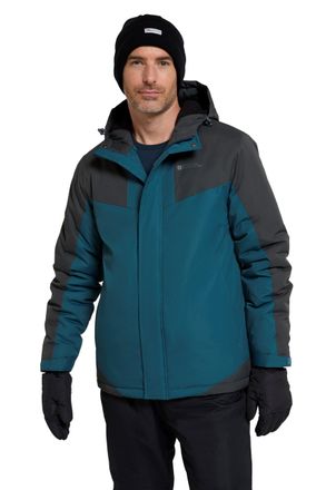 Mountain Warehouse Dusk Skijacke f&uuml;r Herren - Wasserbest&auml;ndige Snowboardjacke, Fleecefutter, Schneerock, Kapuze und B&uuml;ndchen zum Verstellen - Ideale Winterjacke Petrol X