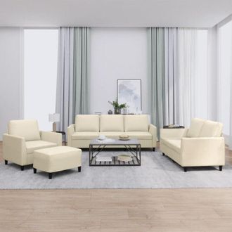 vidaXL Vidaxl - Ensemble de canap&eacute;s 4 pcs avec coussins Cr&egrave;me Similicuir