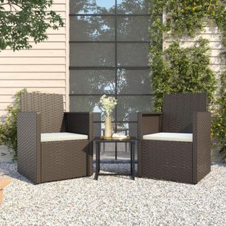 vidaXL Set de 3 canap&eacute;s dext&eacute;rieur et coussins Noir R&eacute;sine tress&eacute;e vidaXL