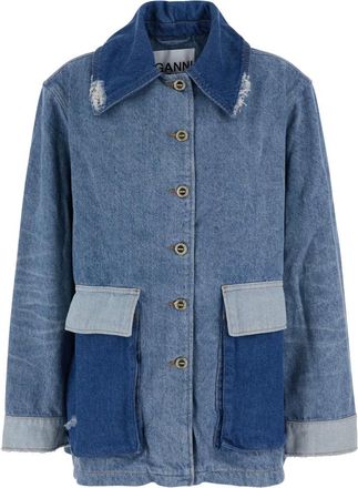 Ganni Femme, Vestes, Bleu, Taille: 34/36 FR Veste en denim patchwork