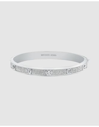Michael Kors bracelet jonc logo pav&eacute; argent&eacute;