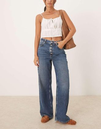 Free People Nia - Jean boyfriend ample - Bleu moyen d&eacute;lav&eacute;
