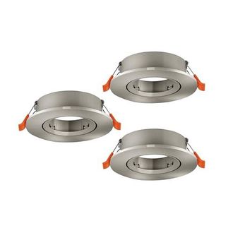 Eglo 3er Set Einbaustrahler Barranco, Spot Deckenleuchte schwenkbar, runder Einbauspot ohne Leuchtmittel, Deckenstrahler aus Kunststoff in Silber, GU10 Fas