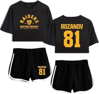 Generic Heated Rivalry Merch Rozanov 81 Print Print 2 pi&egrave;ces - Ensemble t-shirt court et short pour femme, v&ecirc;tements de rue d&eacute;contract&eacute;s pour fans de s&eacute;ries t