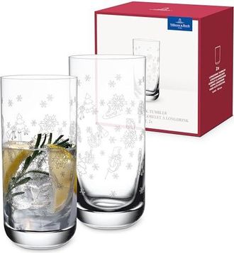 Villeroy & Boch Toys Delight Longdrink-Glas Set 2 Teilig Klar, Spülmaschinenfest, Gläser Weihnachten Toys, Gläser Weihnachtsmotiv, Trinkgläser, Weihnachtsgläser, Cock